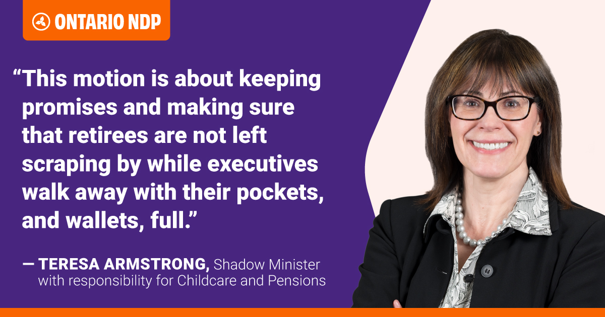 MPP Teresa Armstrong tables motion to strengthen pension protections ...